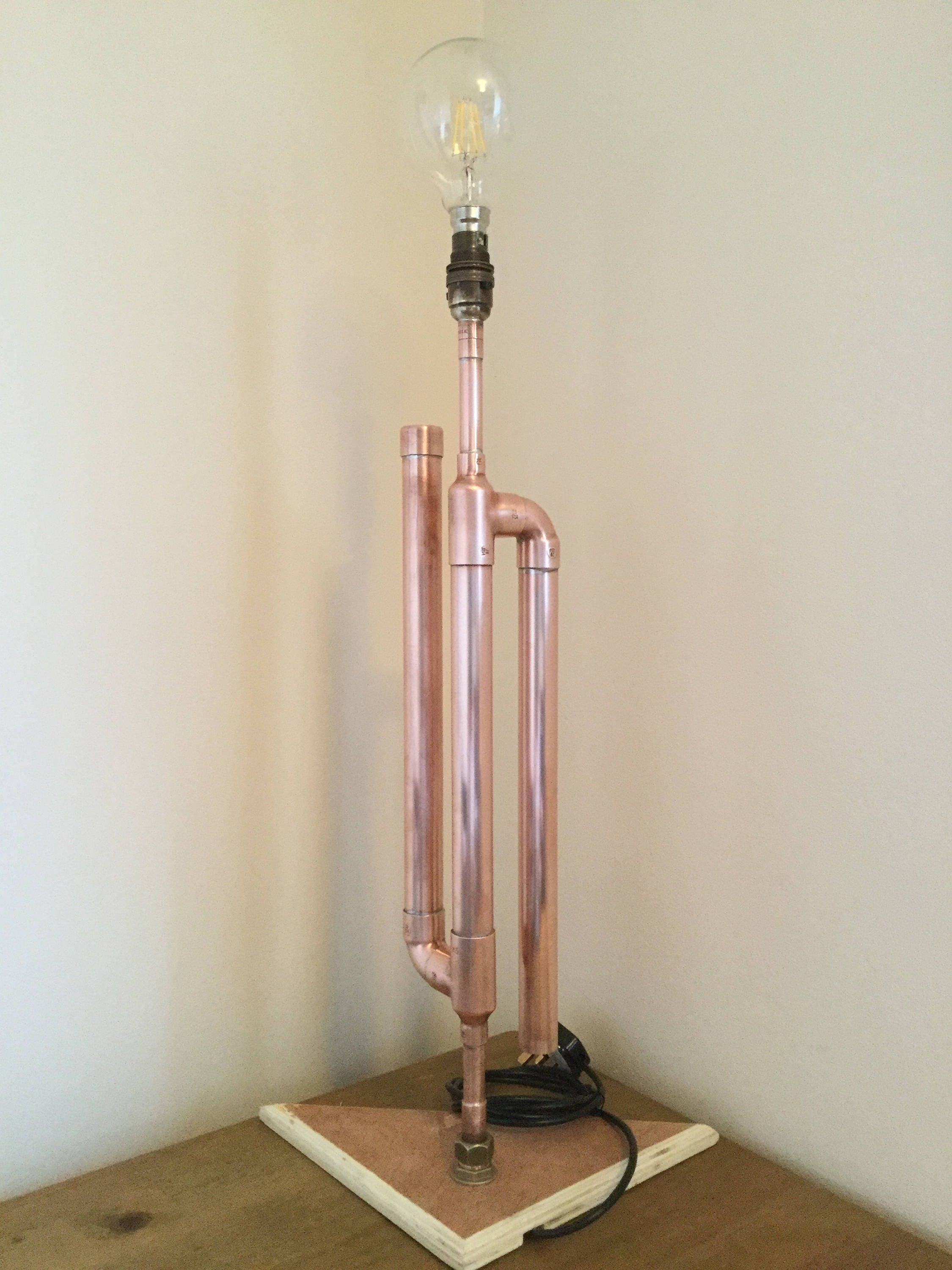 Hand Made Industrial Style Copper Pipe Table / Desk / Office Lamp. - Etsy