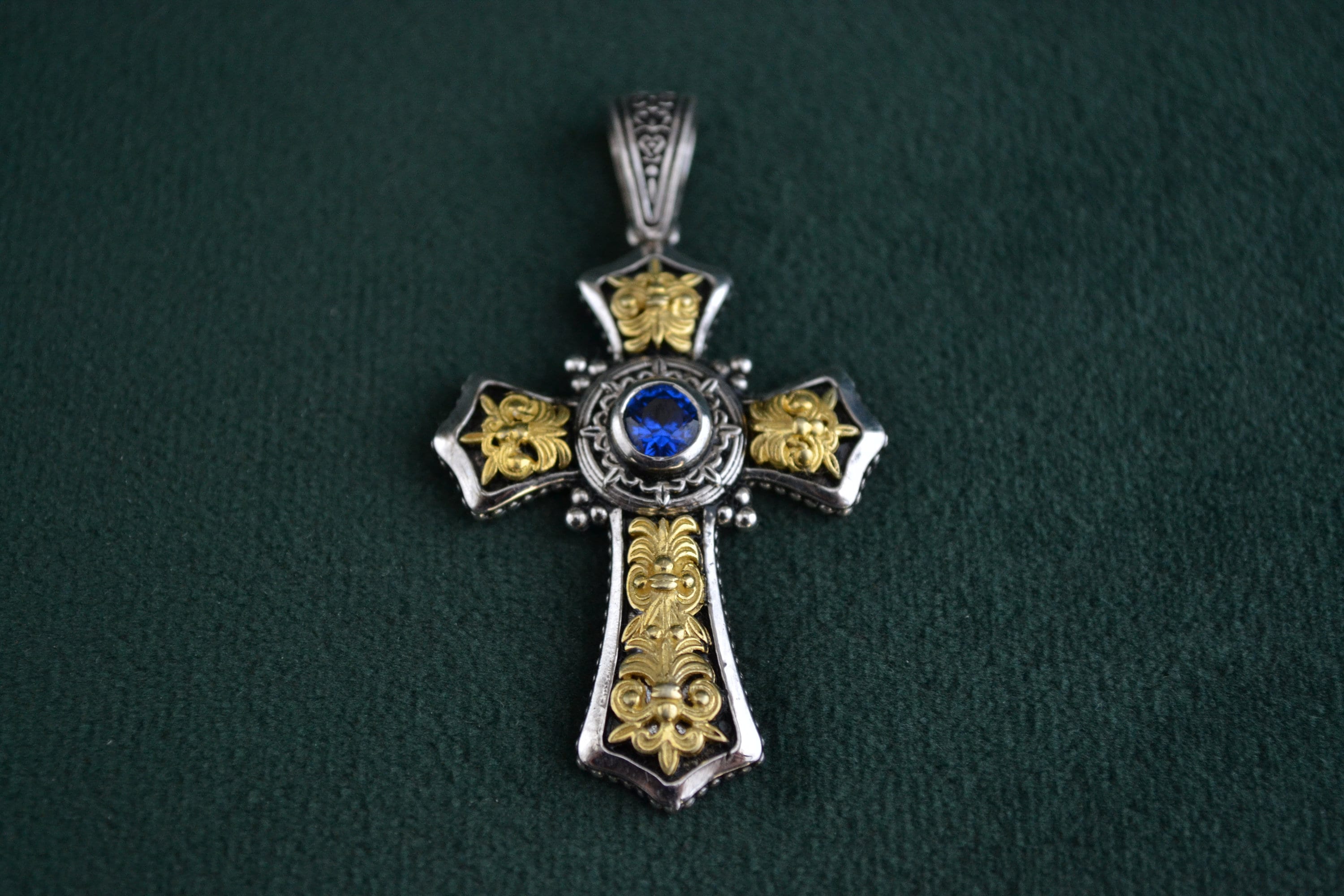 Roman Cross Pendant 925 Silver Byzantine Pendant With 22K - Etsy