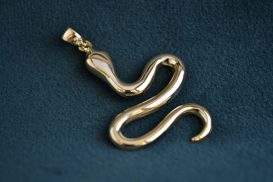 Mythological Serpent Pendant, Glycon Snake God Pendant, 22K Gold-plated ...