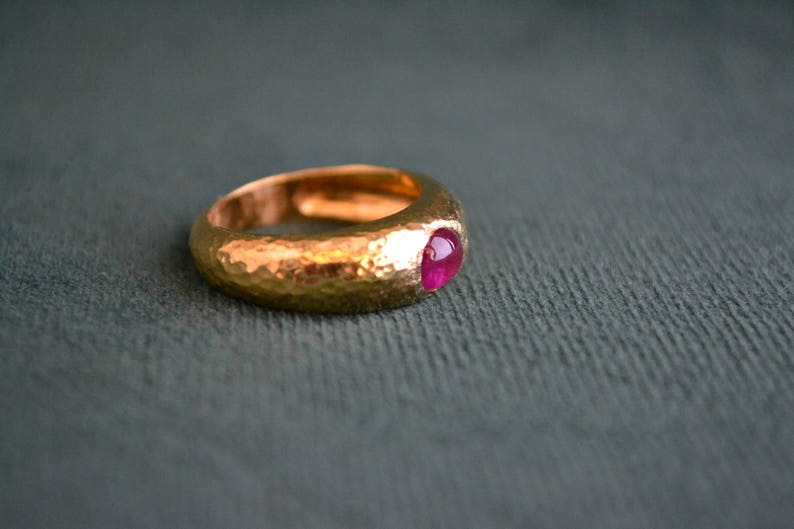 Gold and Ruby Ring 18K Gold Ring With Ruby Gemstone Ancient - Etsy