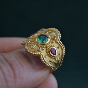Multistone Byzantine Ring. 925 Silver Byzantine Ring With Gemstones ...