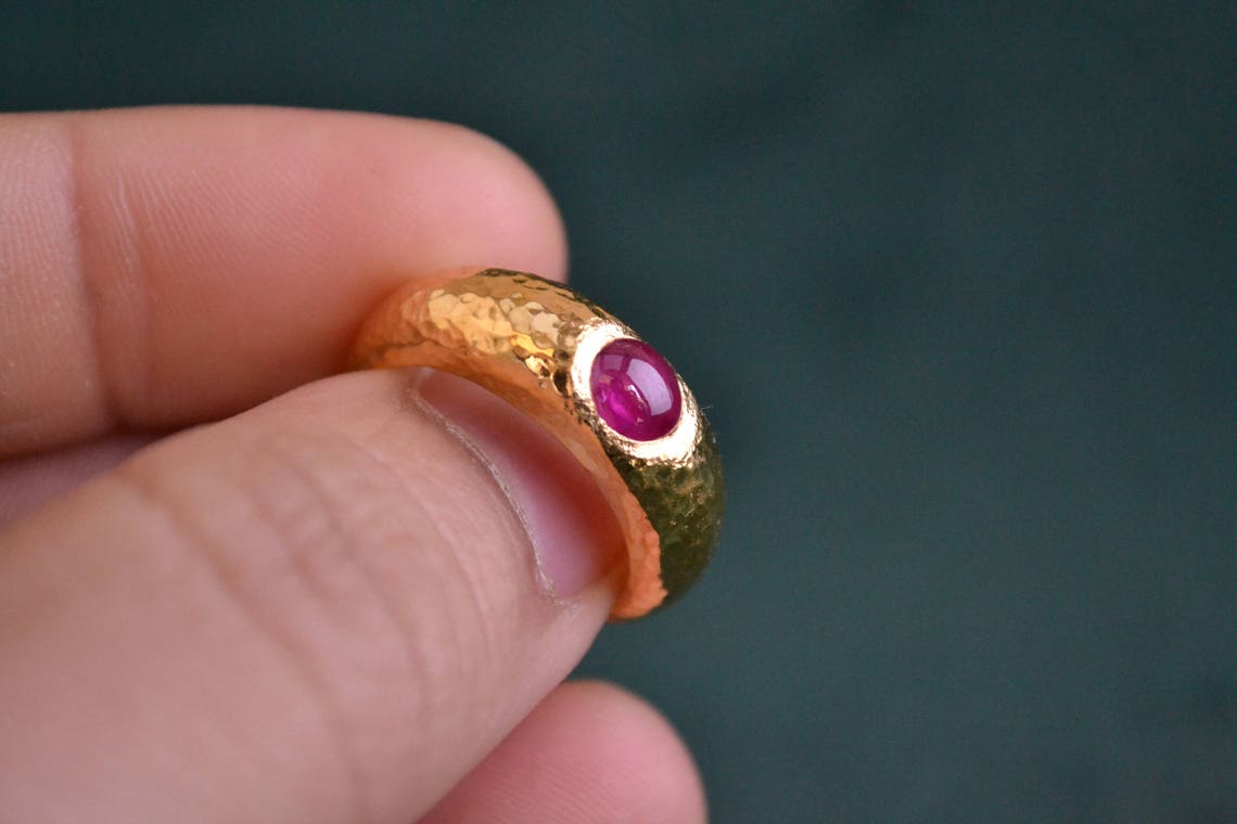 Gold and Ruby Ring 18K Gold Ring with Ruby Gemstone Ancient | Etsy