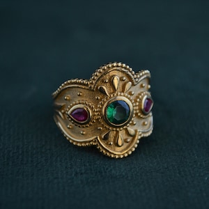 Multistone Byzantine Ring. 925 Silver Byzantine Ring With Gemstones ...