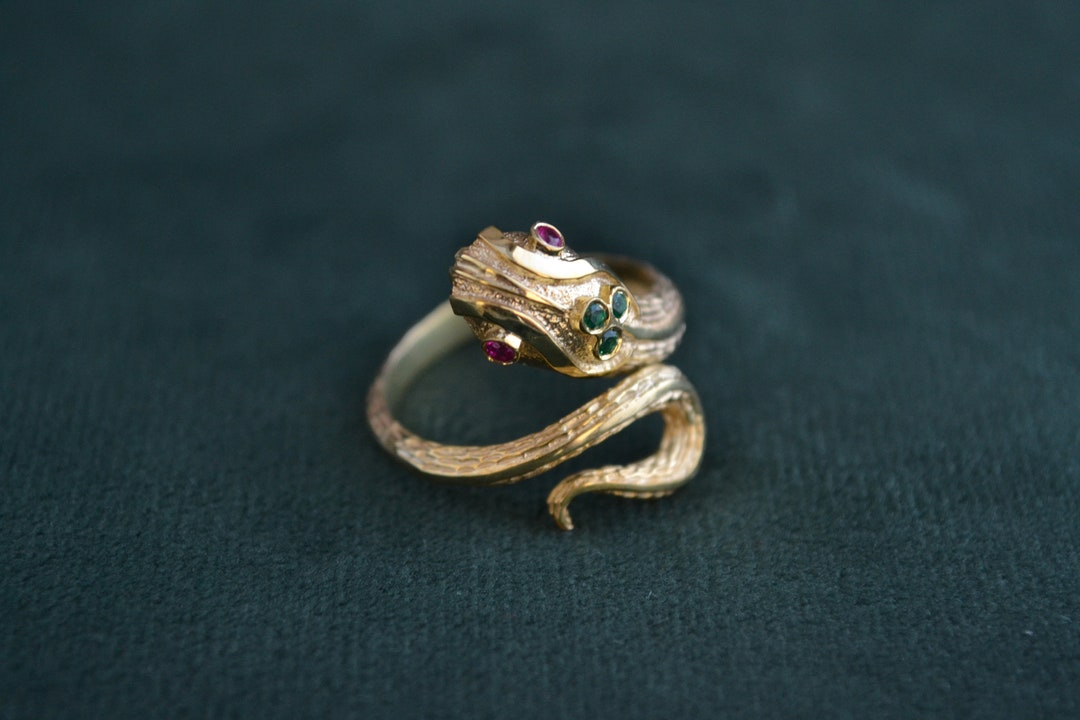 Multistone Snake Ring, Serpent With Gemstones, 925 Silver Ring With ...