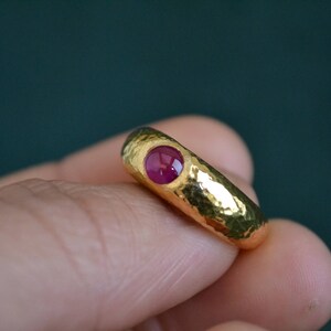 Gold and Ruby Ring, 18K Gold Ring With Ruby Gemstone, Ancient Gold Ring ...