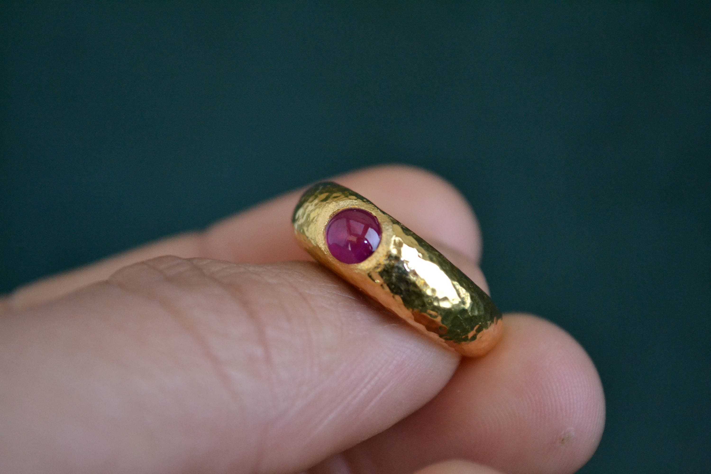 Gold and Ruby Ring 18K Gold Ring With Ruby Gemstone Ancient - Etsy