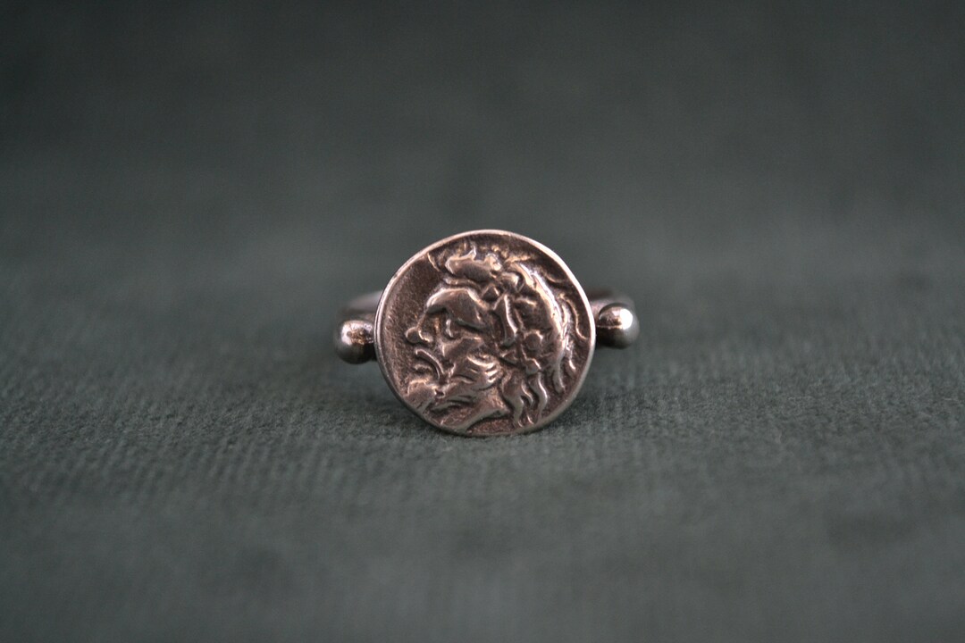 Zeus Signet Ring, Sterling Silver Ring With Greek God, 925 Silver Ring ...
