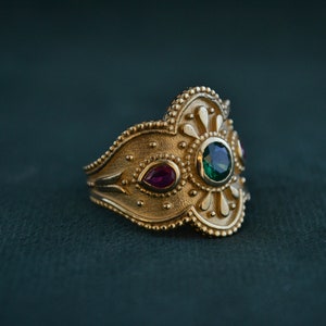 Multistone Byzantine Ring. 925 Silver Byzantine Ring With Gemstones ...