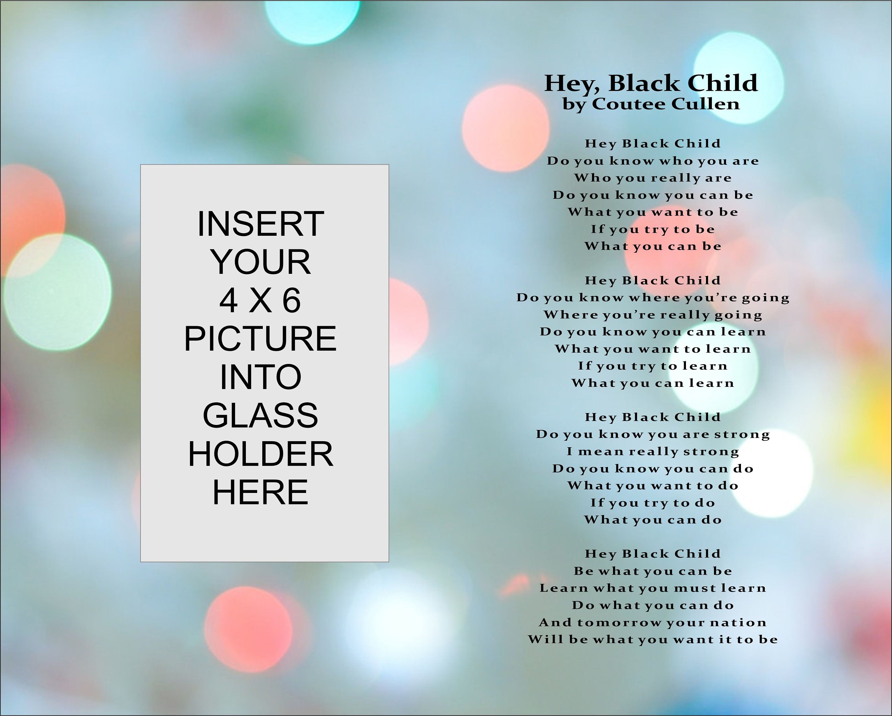 Hey Black Child Poem Framed Poem Poem for Gift Frame With | Etsy