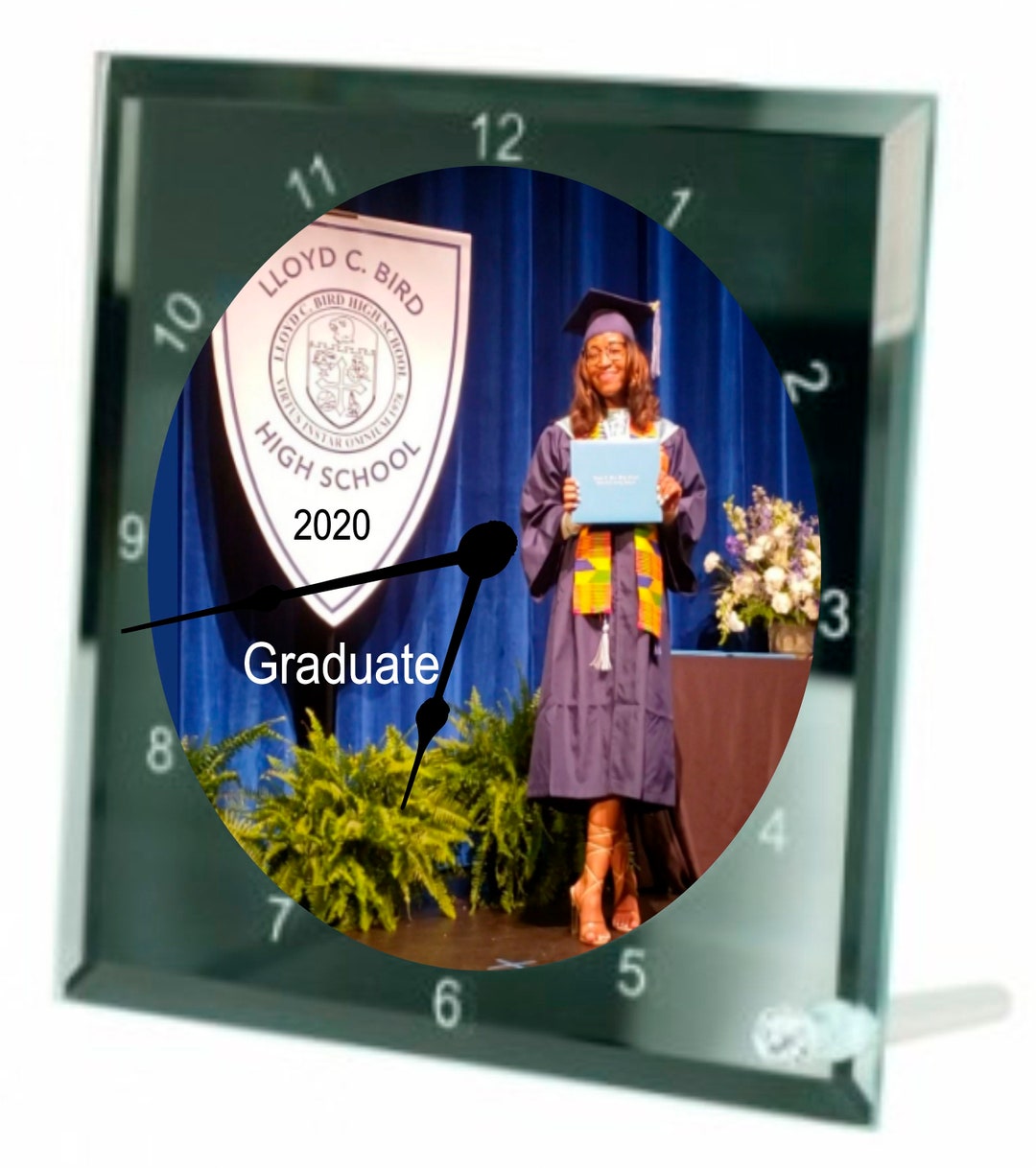 Personalized Graduation Glass Clock, Unique Clock, Shelf Clock, Gift ...