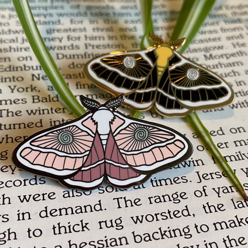 Spinning Moth and Moon 2 Inch Gold Hard Enamel Pin - Etsy