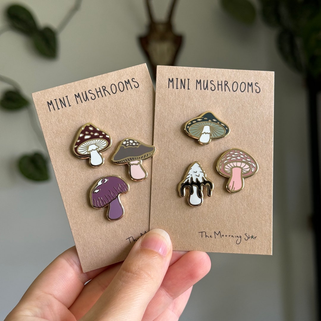 Mini Mushroom Enamel Pin - Etsy
