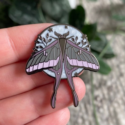 Moth Enamel Pin Black and White Moon Moth Insect - Etsy