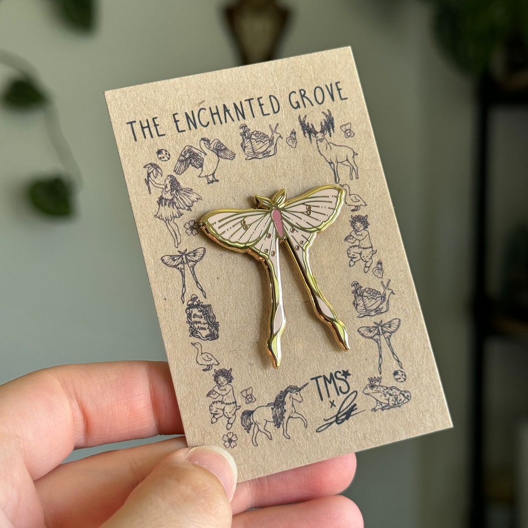 Pink Silk Moth Enamel Pin - Etsy