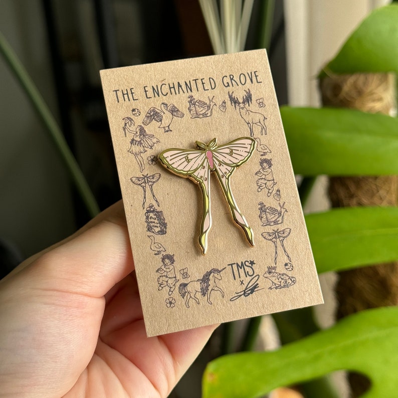 Pink Silk Moth Enamel Pin - Etsy