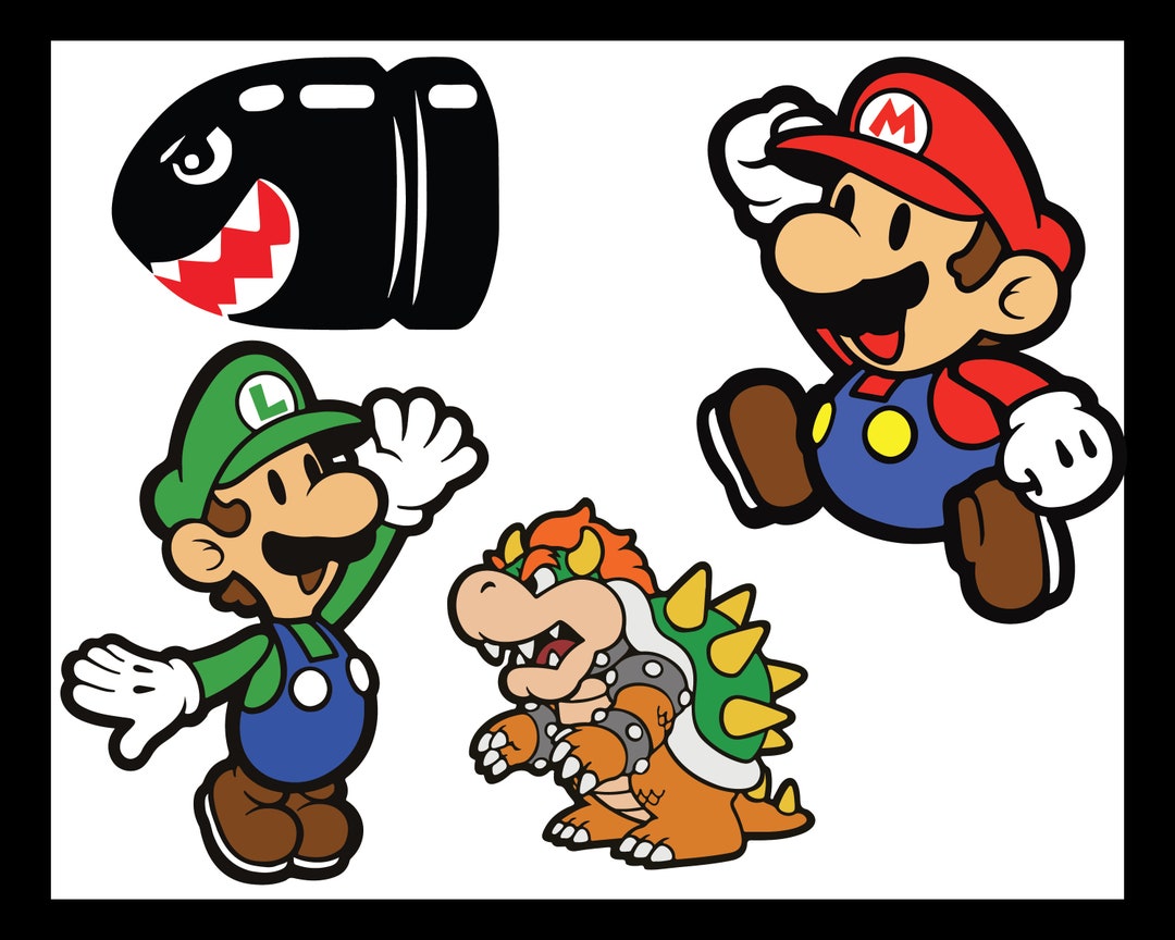 Super Mario Luigi Bullet Bill Bowser Characters SVG/DXF/PNG Digital ...