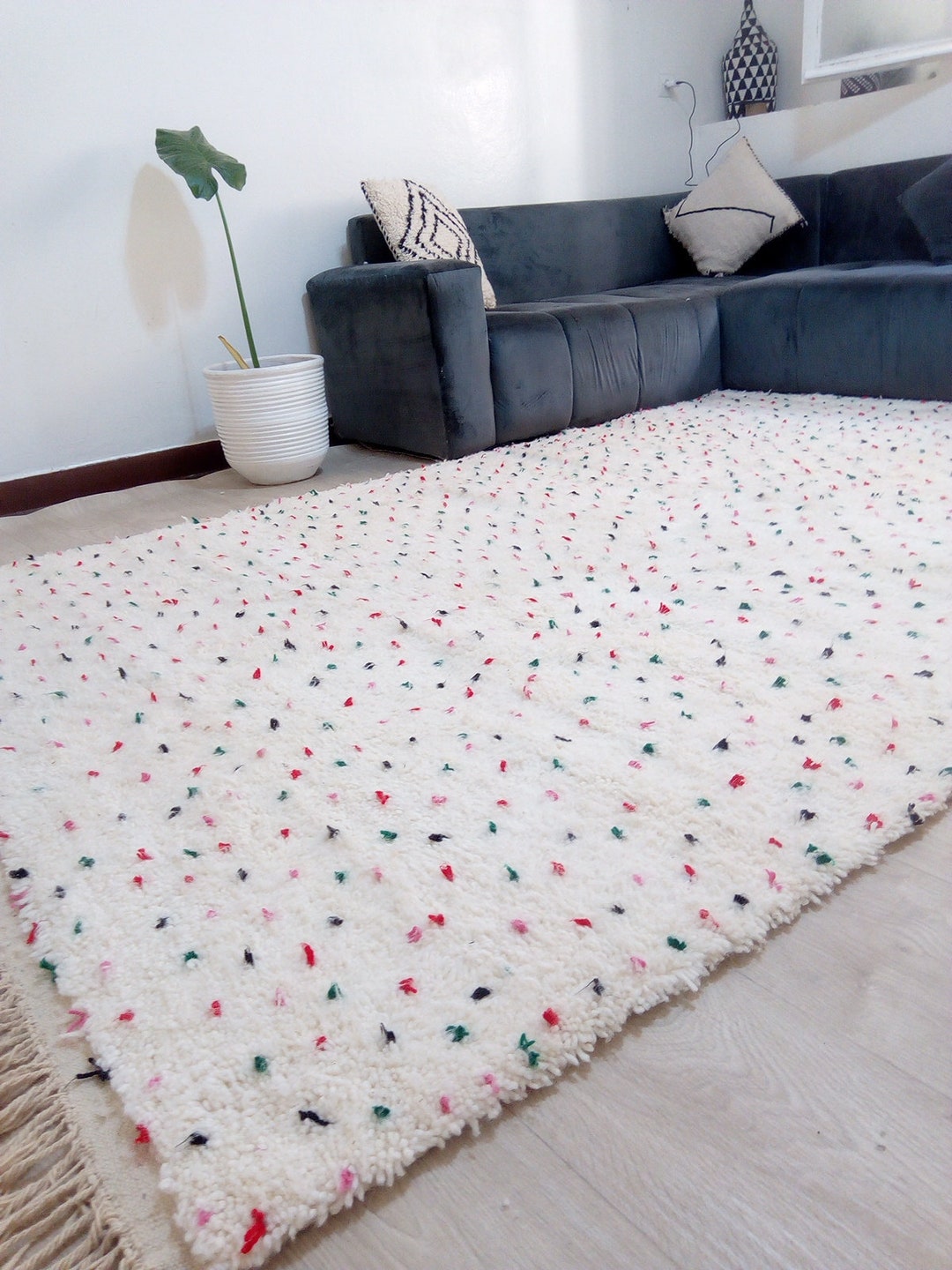 Beni Ouarain Woven Rug Style - Colored Dots Rug - Dotty Morocco Polka ...