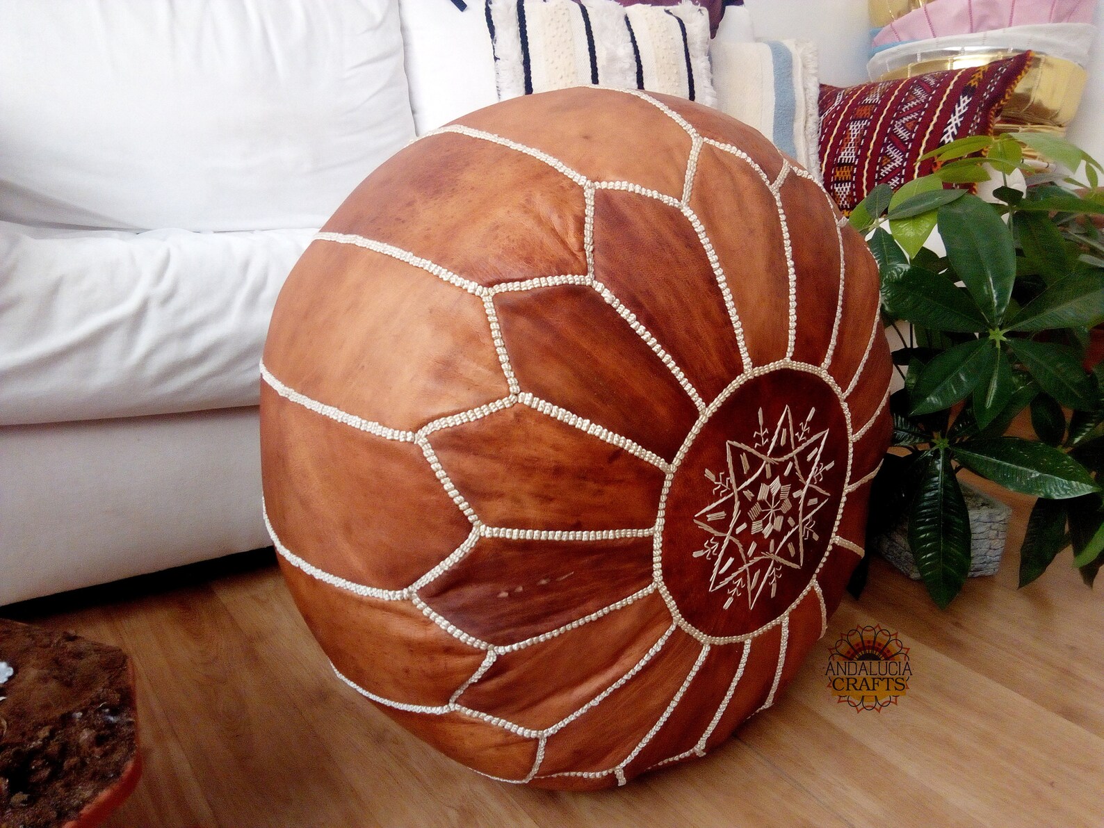 Moroccan Leather Pouf Moroccan Oiled Tan POUF Ottoman Pouf | Etsy