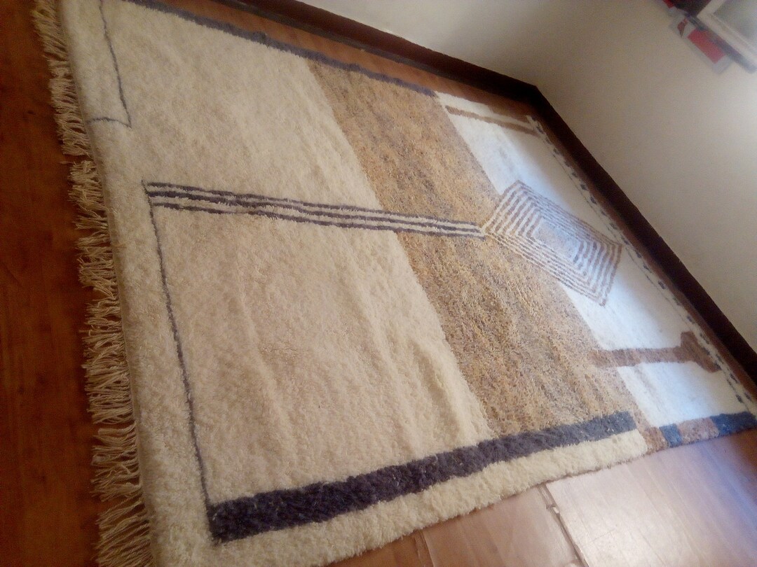 Moroccan Handmade Rug ,beni Ourain Woven Morocco Wool Berber Rug ...