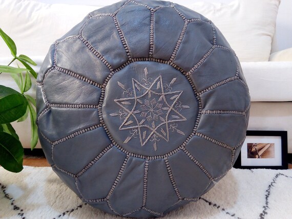 Grey moroccan pouffe store
