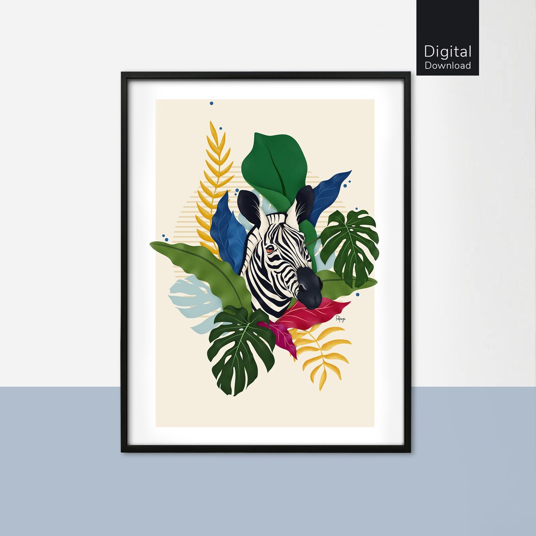 Zebra Illustration, Animal Print, Downloadable Art, Illustration Print ...