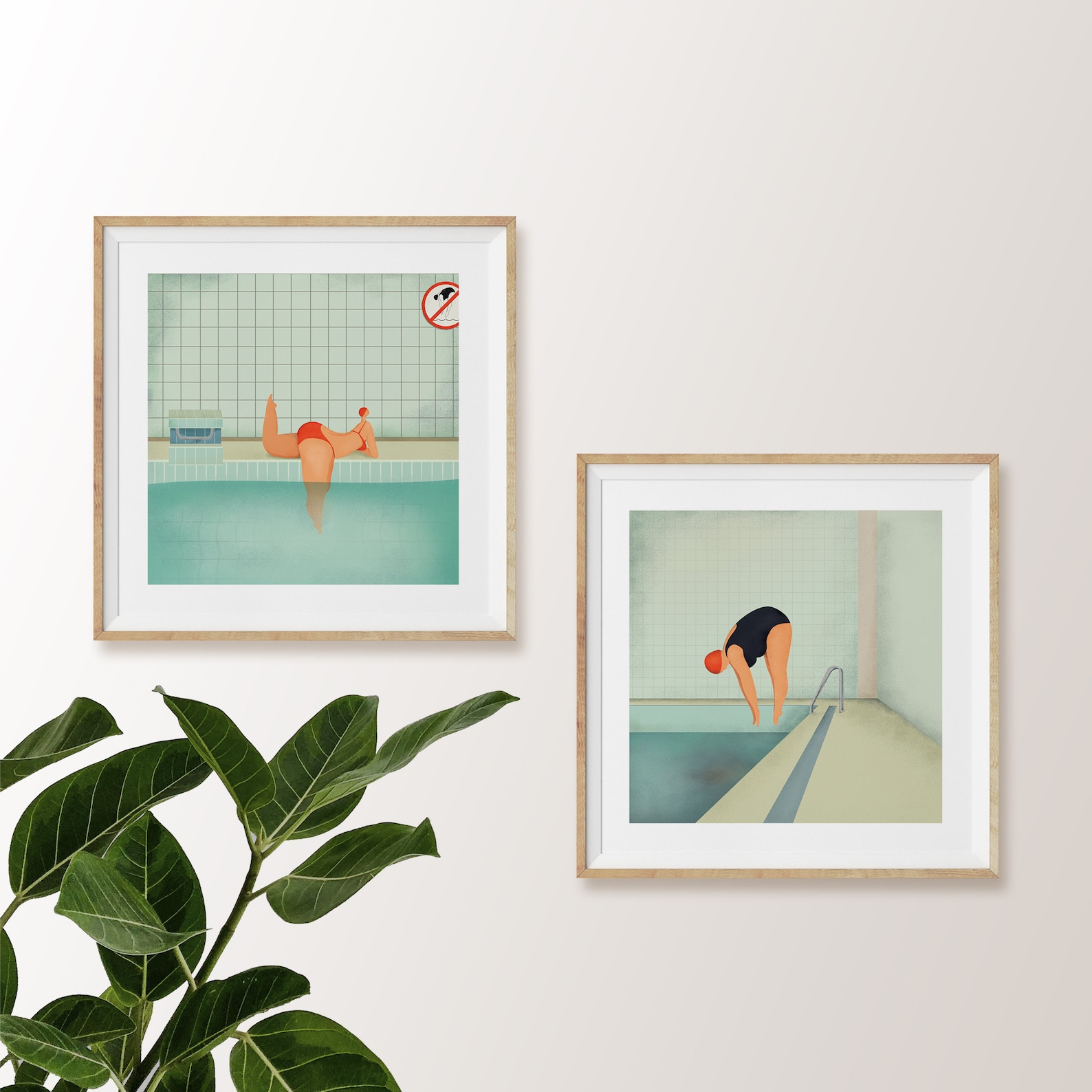 Swimmer Print, Downloadable Art, Illustration Print, Printable Wall Art ...