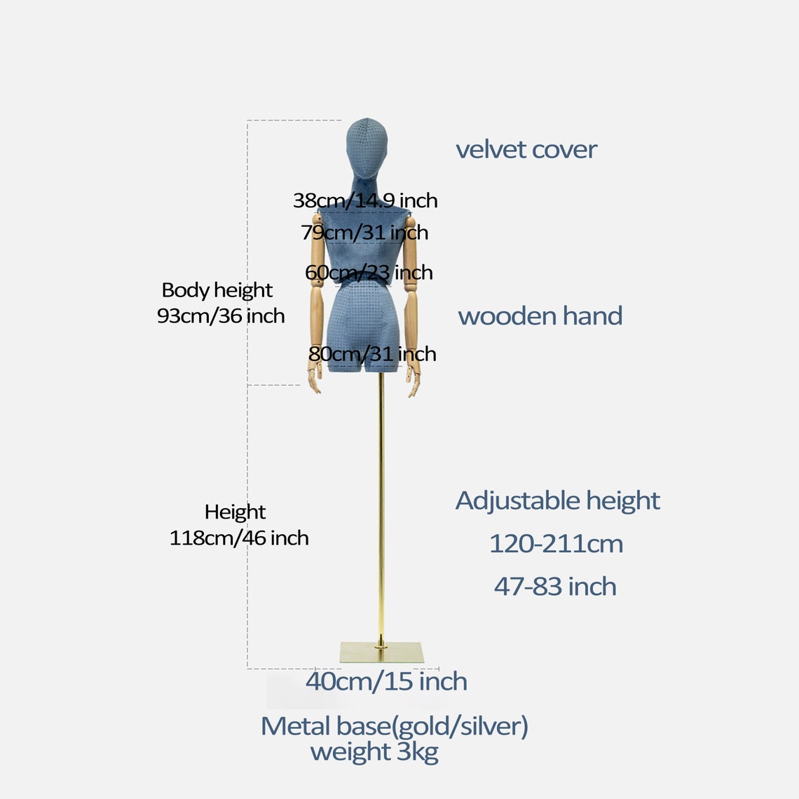 Adjustable Height Female Mannequin Half Body Mannequin with | Etsy