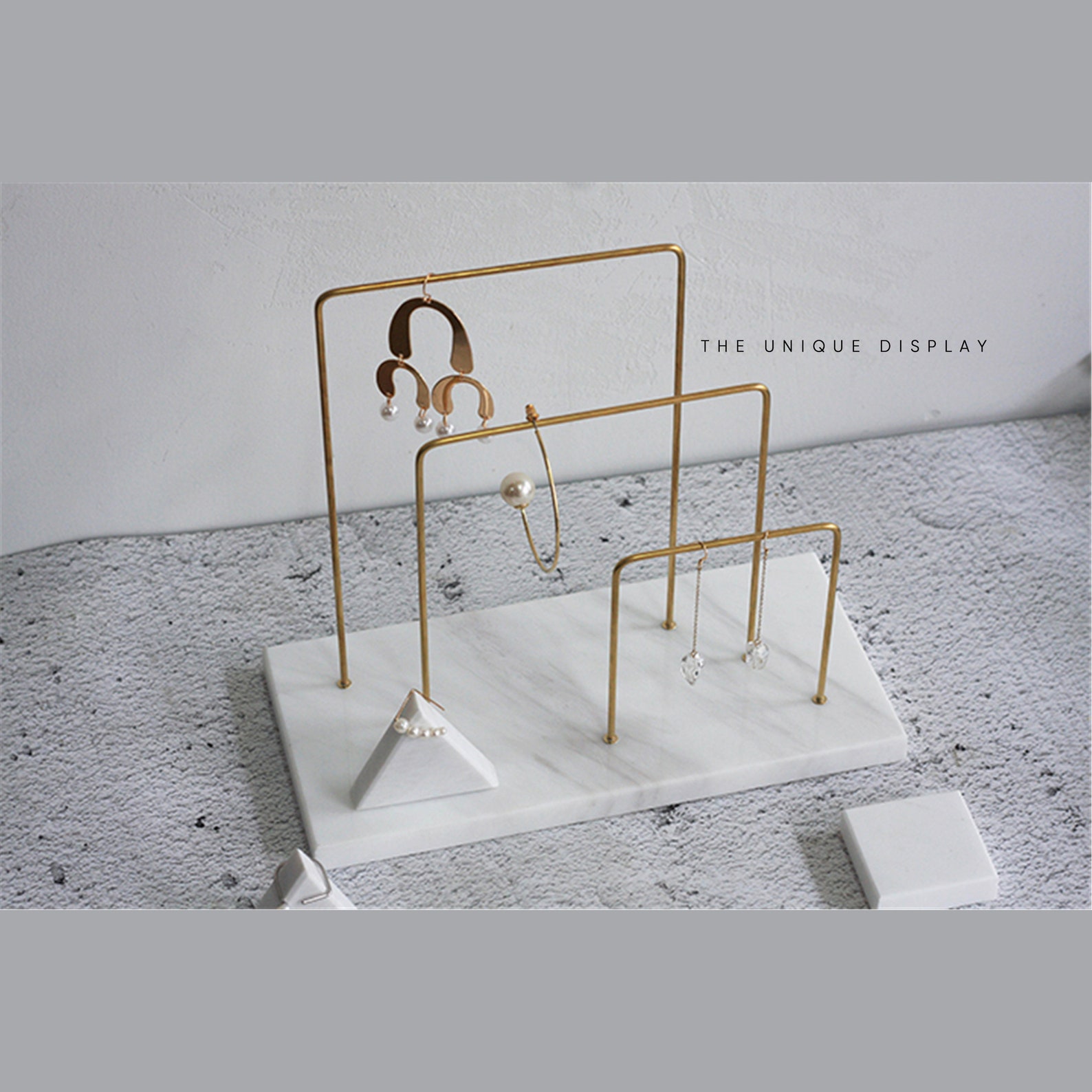 Marble & Brass Earring Stand: Chic Jewelry Display - Etsy