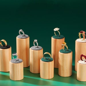 Solid Wood Ring Holder, 3 Pcs Ring Display Stand, Jewelry Showcase ...