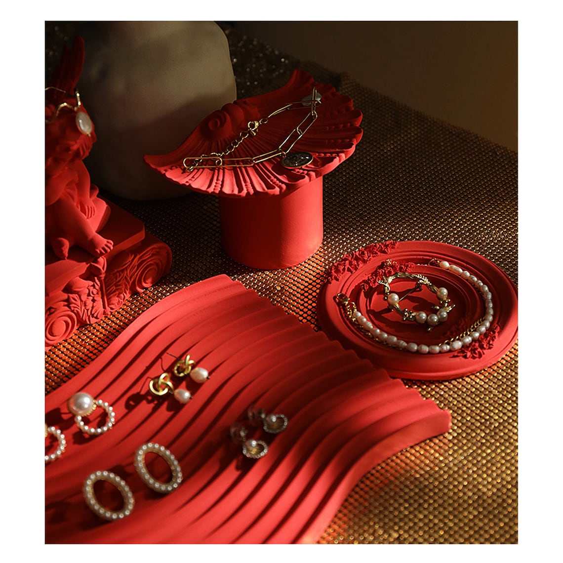 Retro Jewelry Display Red Plaster Jewelry Display Necklace - Etsy