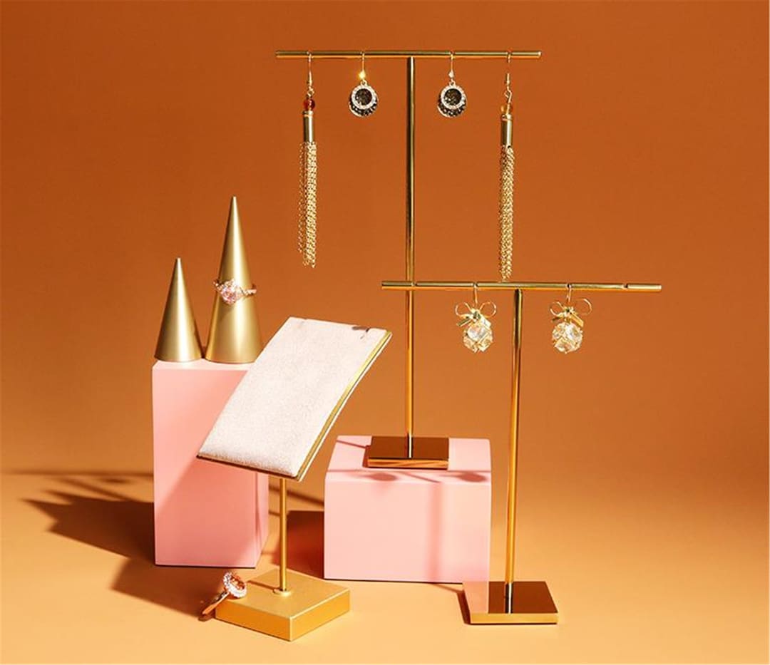 Gold Metal Earring Holder, Earring Stand, Jewelry Organizer, Earring ...