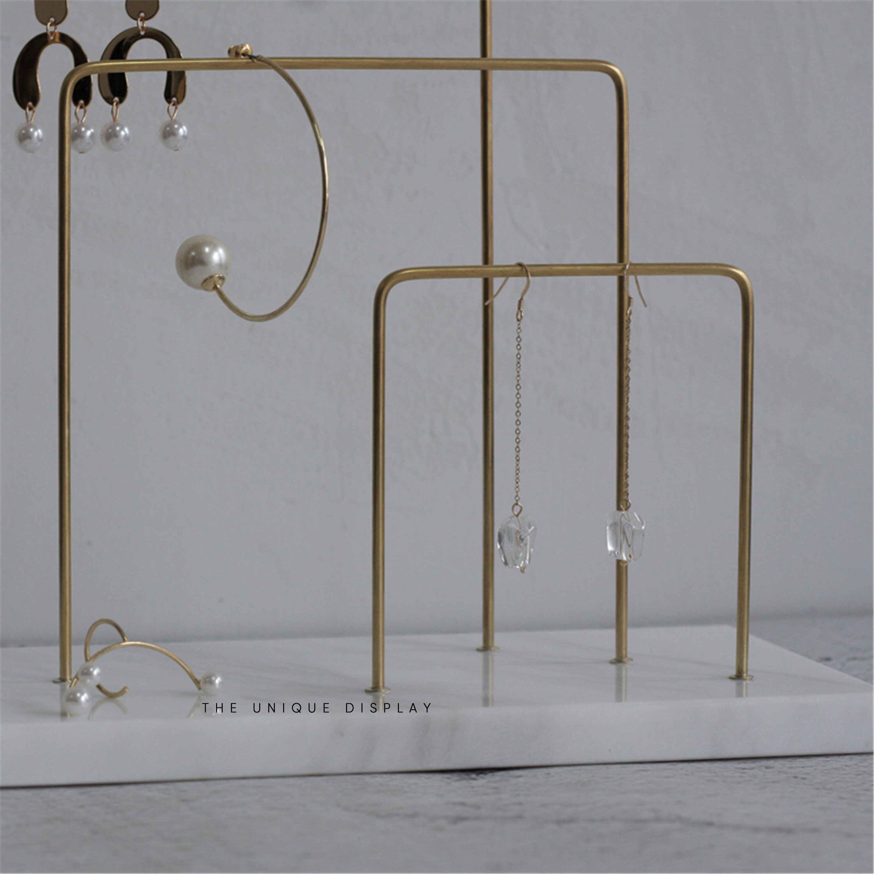 Marble & Brass Earring Stand: Chic Jewelry Display - Etsy