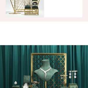 Dark Green Jewelry Display Set, Velvet/metal Jewelry Display, Watch ...