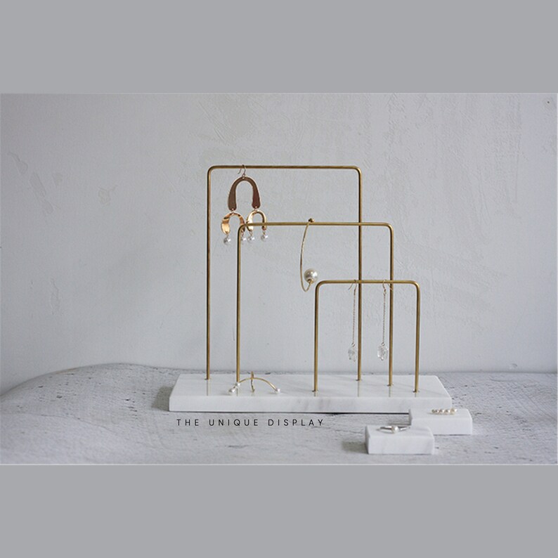 Marble & Brass Earring Stand: Chic Jewelry Display - Etsy