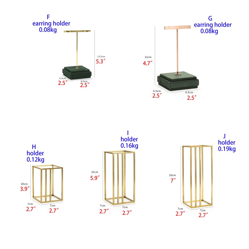 Dark Green Jewelry Display Set Velvet/metal Jewelry Display - Etsy