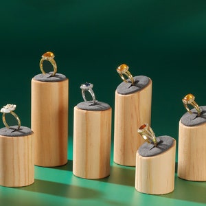 Solid Wood Ring Holder, 3 Pcs Ring Display Stand, Jewelry Showcase ...