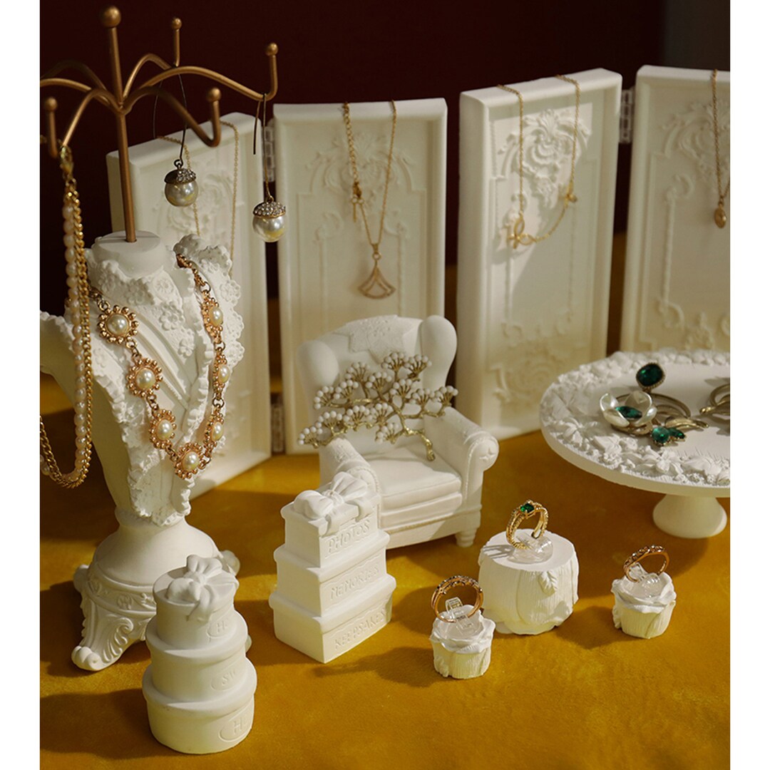 White Plaster Jewelry Display Set: Wedding Showcase - Etsy