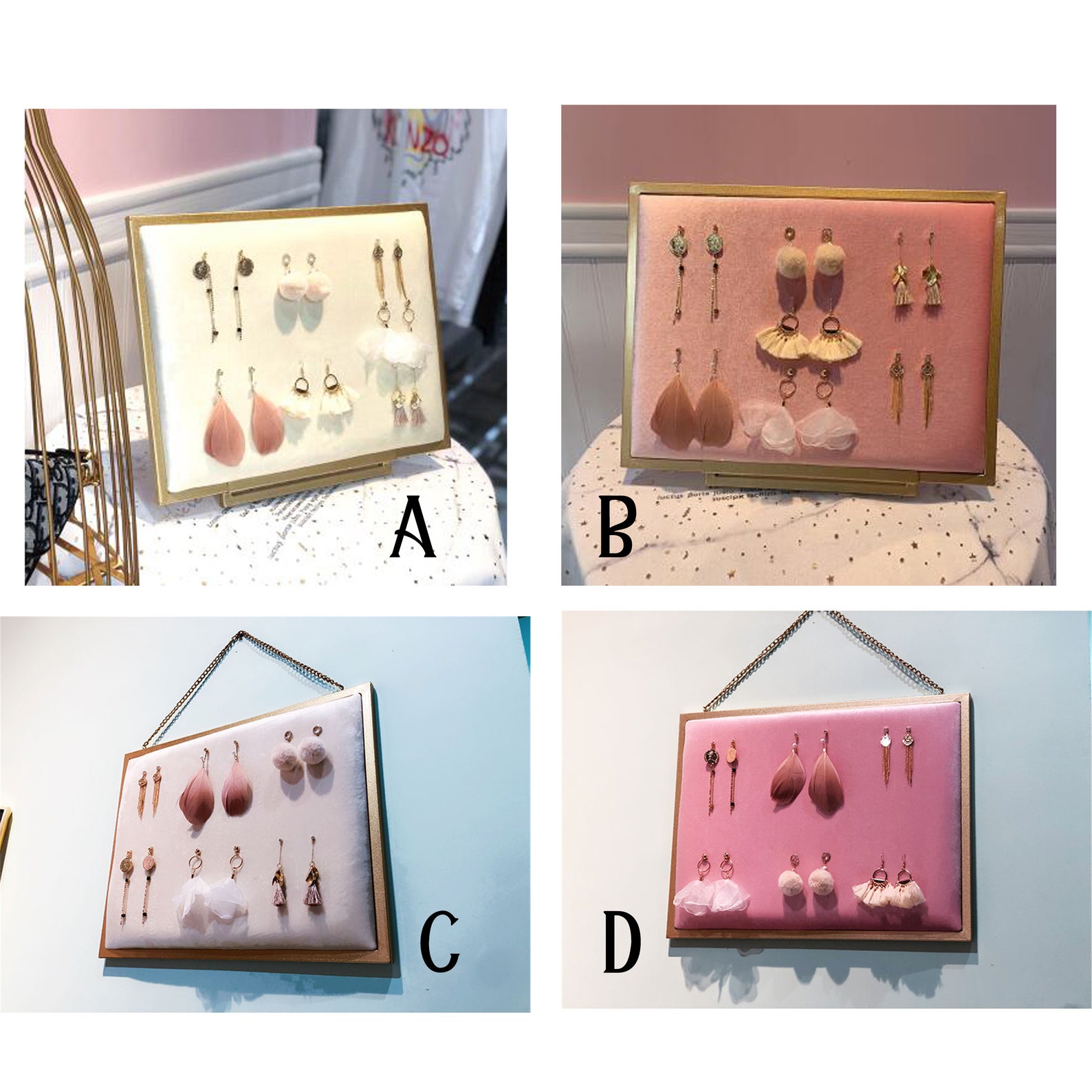 Velvet Earring Display Frame Velvet Jewelry Display Earring - Etsy