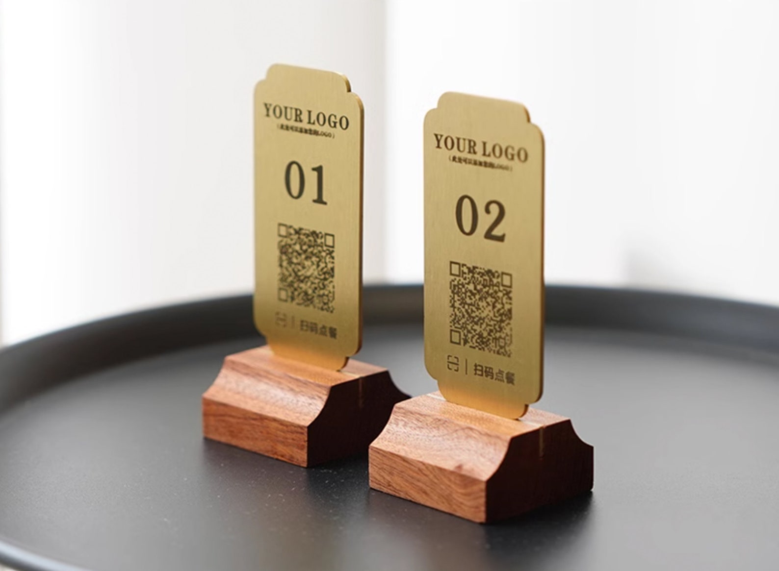 Personalized Logo Stand: Brass/metal Sign With Wooden Base - Etsy