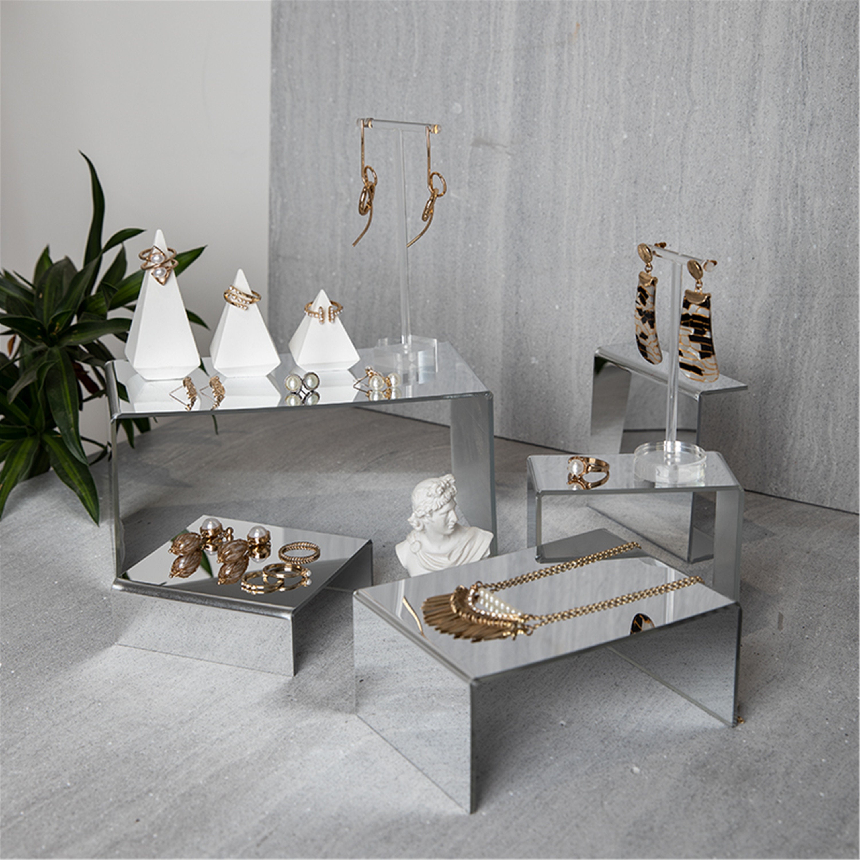 Mirror Acrylic Jewelry Display Set Acrylic Jewelry Stand - Etsy
