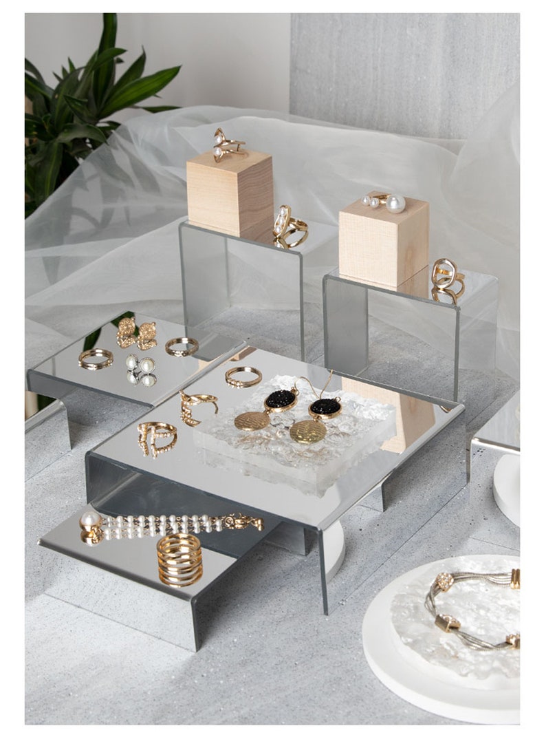 Mirror Acrylic Jewelry Display Set Acrylic Jewelry Stand - Etsy