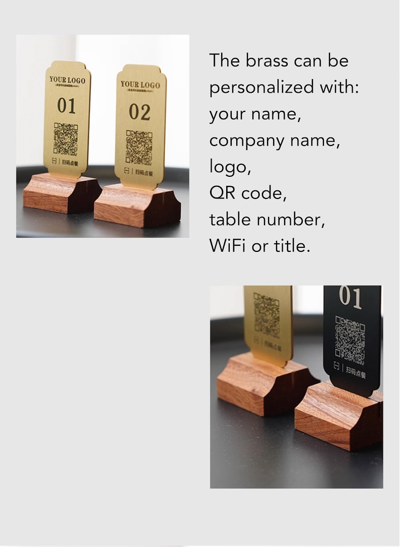 Personalized Logo Stand: Brass/metal Sign With Wooden Base - Etsy