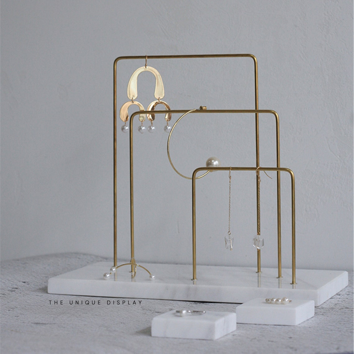 Marble & Brass Earring Stand: Chic Jewelry Display - Etsy