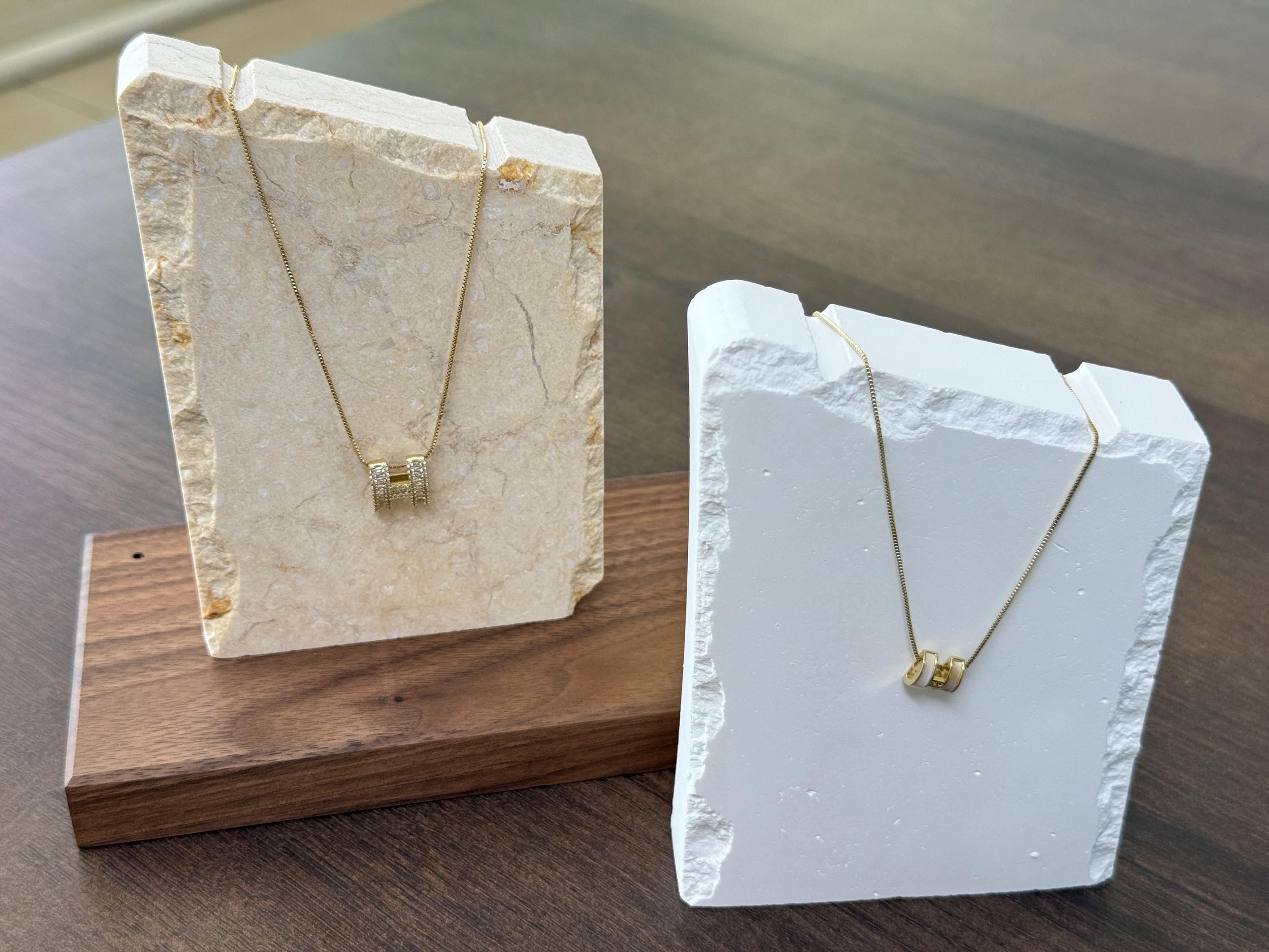 White Marble Jewelry Display Set | Ring & Necklace Stand | Boutique ...
