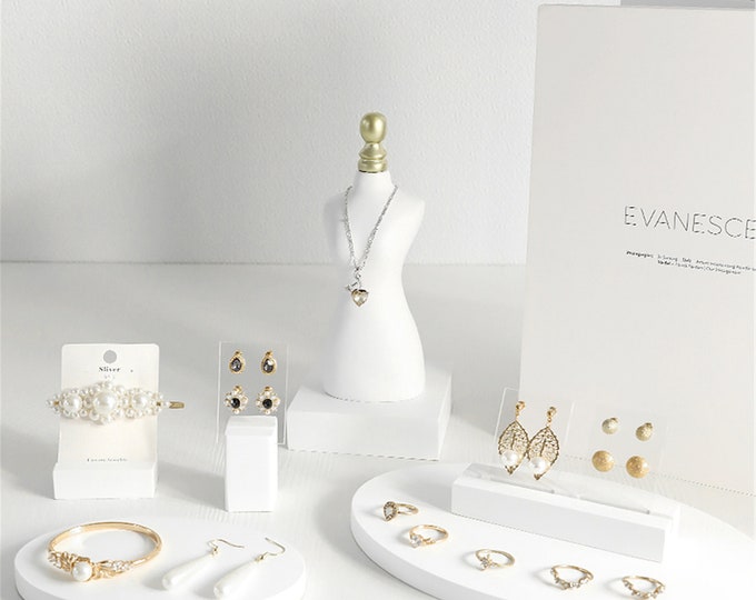 White Marble Jewelry Display, White Jewelry Organizer Stand, Earring ...