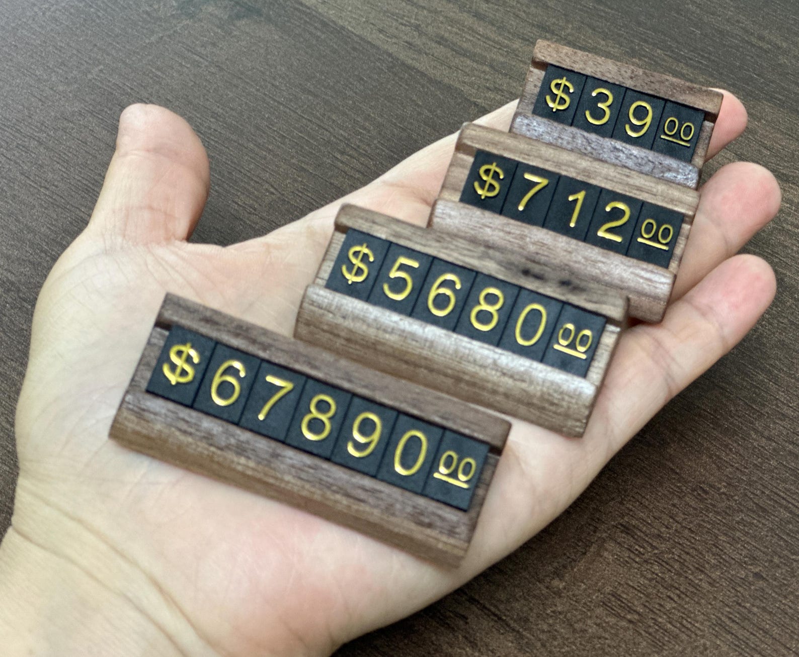 Walnut Price Tag: Adjustable Number Blocks for Retail Display - Etsy