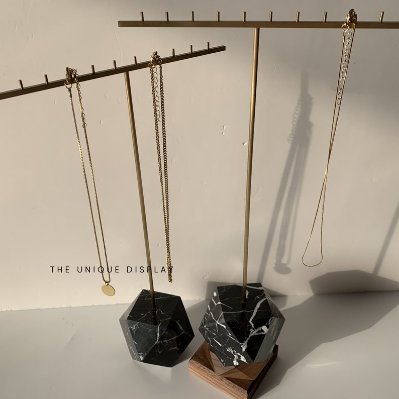 Black Marble Jewelry Display White Jewelry Organizer Stand - Etsy