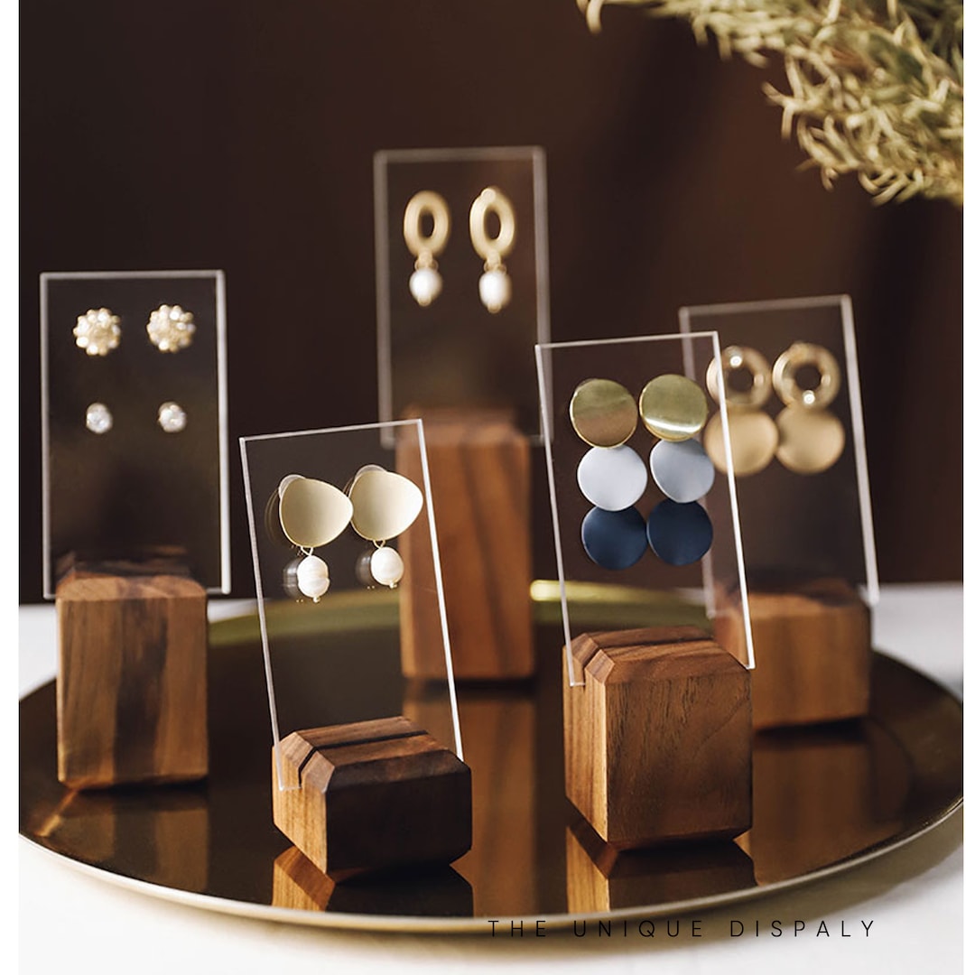 Wood Earring Holder, Stud Stand, Earring Display, Wooden Earring Holder ...