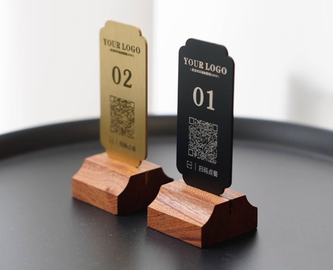 Personalized Logo Stand: Brass/metal Sign With Wooden Base - Etsy