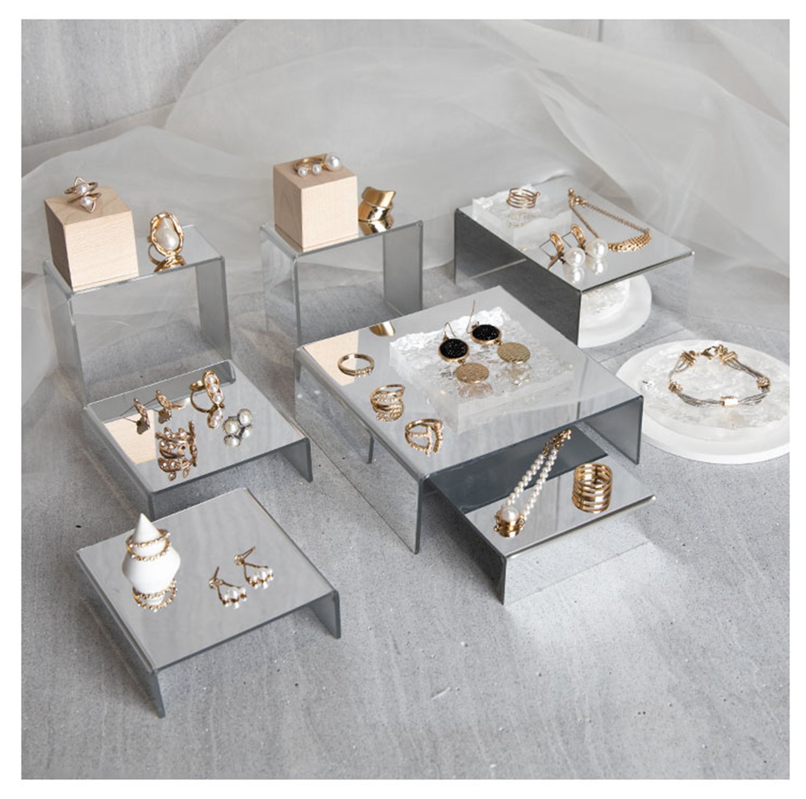 Mirror Acrylic Jewelry Display Set Acrylic Jewelry Stand - Etsy